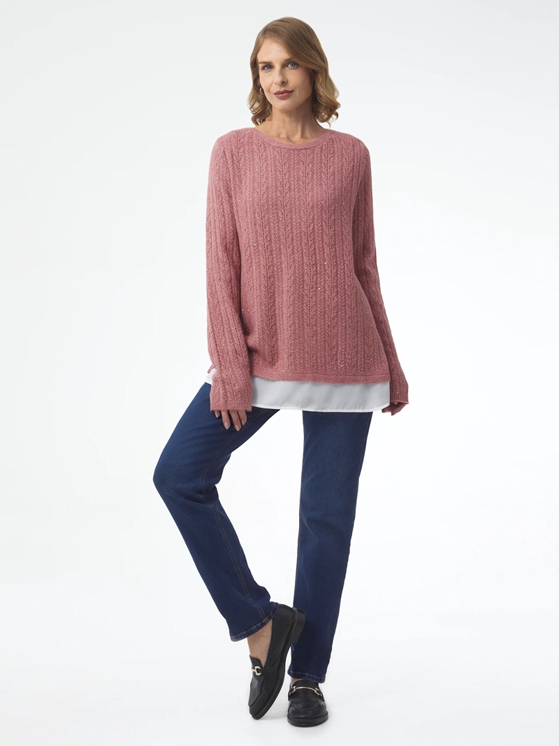 SWEATER MANGA LARGA MUJER CACHAREL TRENZA