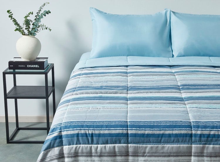 SET DE CAMA RIPLEY HOME QUEEN LÍNEAS AZUL