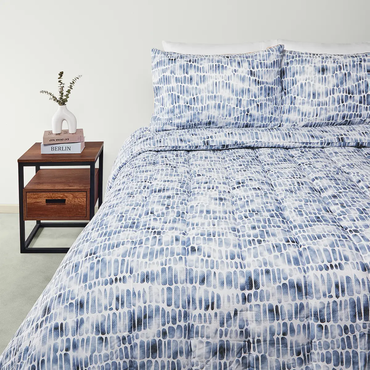 EDREDON RIPLEY HOME PERCALE QUEEN 100% ALGODÓN TEXT AZUL