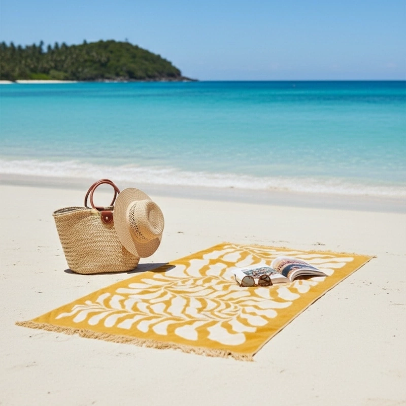 TOALLA DE PLAYA RIPLEY HOME LEAF 100% ALGODÓN 80X160 CM